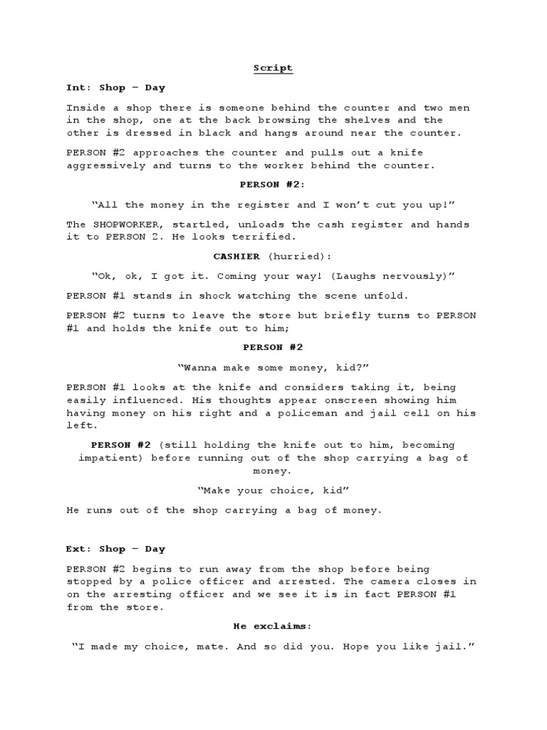 Script For 30s Animation | PDF | Mystery, Thriller & Crime Fiction