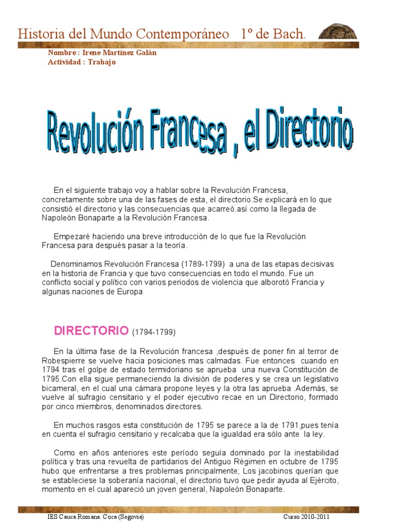 Revolución Francesa,el Directorio | PDF | revolución Francesa | Napoleón