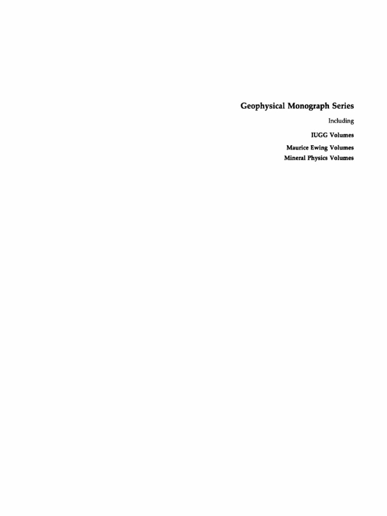 Geophysical Monograph Series: Including | PDF | Structure Of The Earth ...