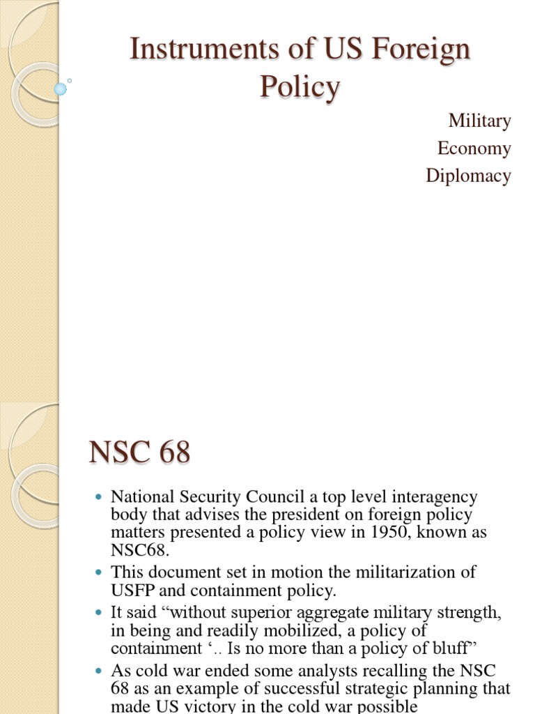 Instruments of US Foreign Policy | PDF | Interventionism (Politics ...