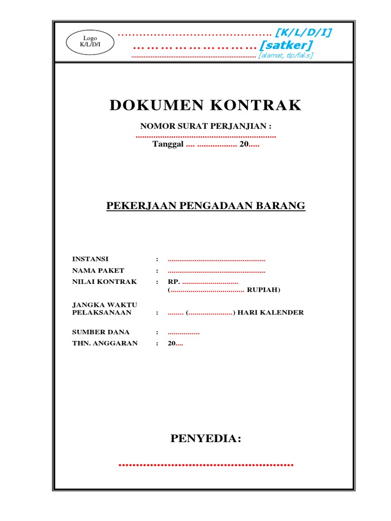 Cover Kontrak Barang | PDF