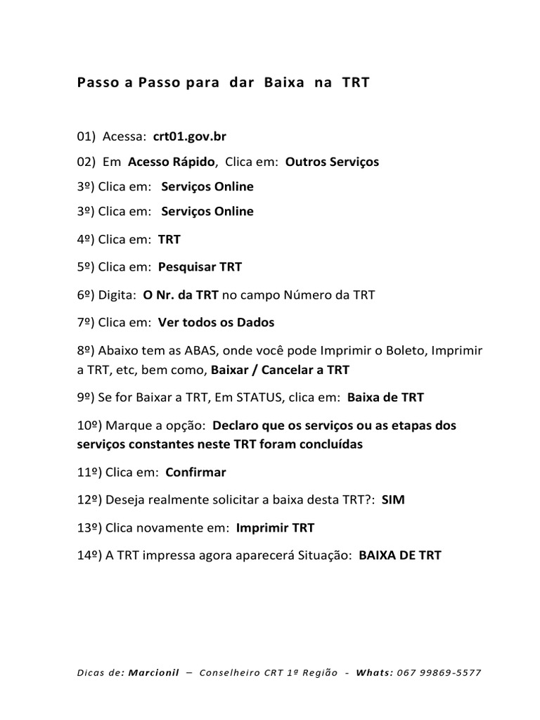 Passo A Passo para Dar Baixa Na TRT PDF | PDF