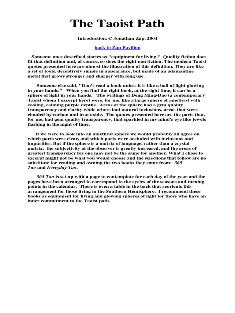 The Taoist Path: Back To Zap Pavilion | PDF | Social Science | Religion ...