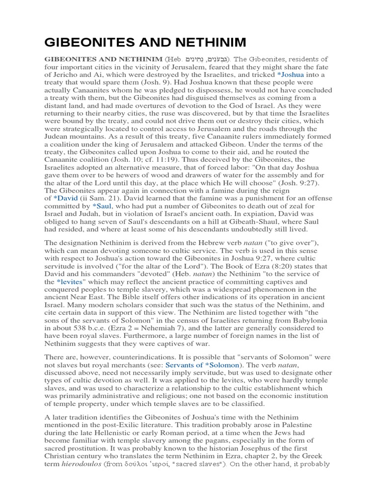 Gibeonites and Nethinim | PDF | Ancient Israel And Judah | Bible