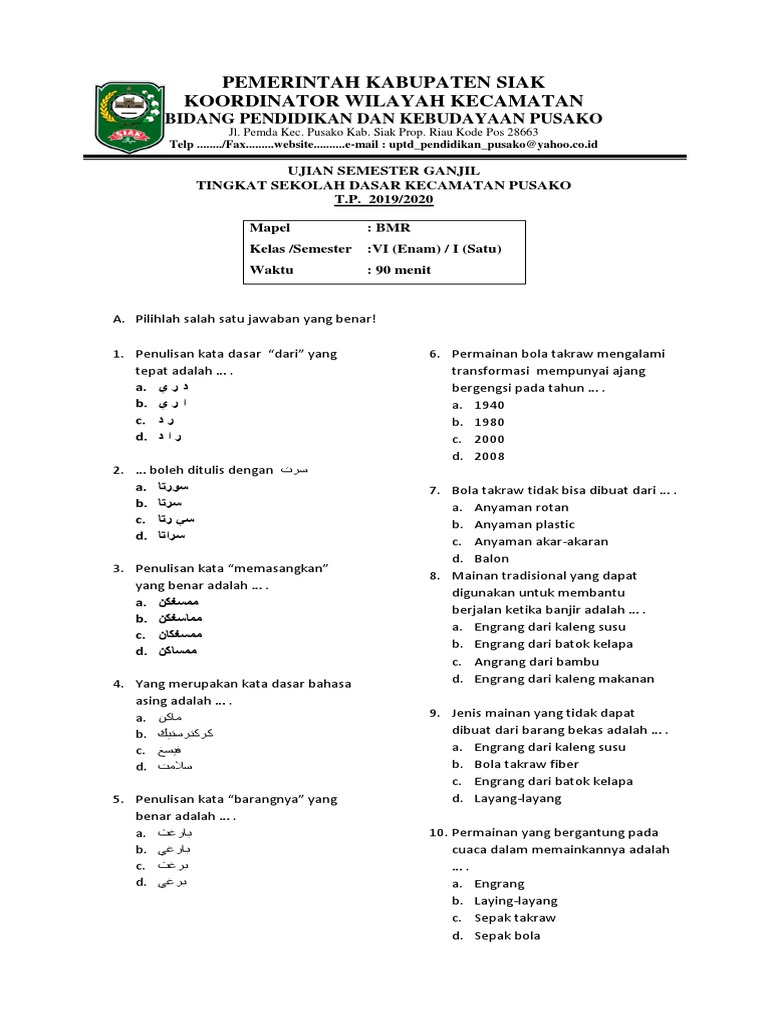 Soal BMR KLS 6 | PDF