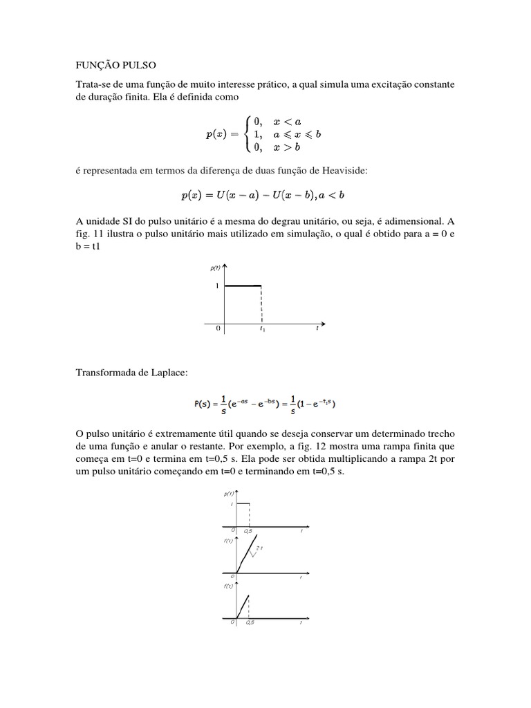 Função Pulso | PDF | Transformada de Laplace | Analise matemática