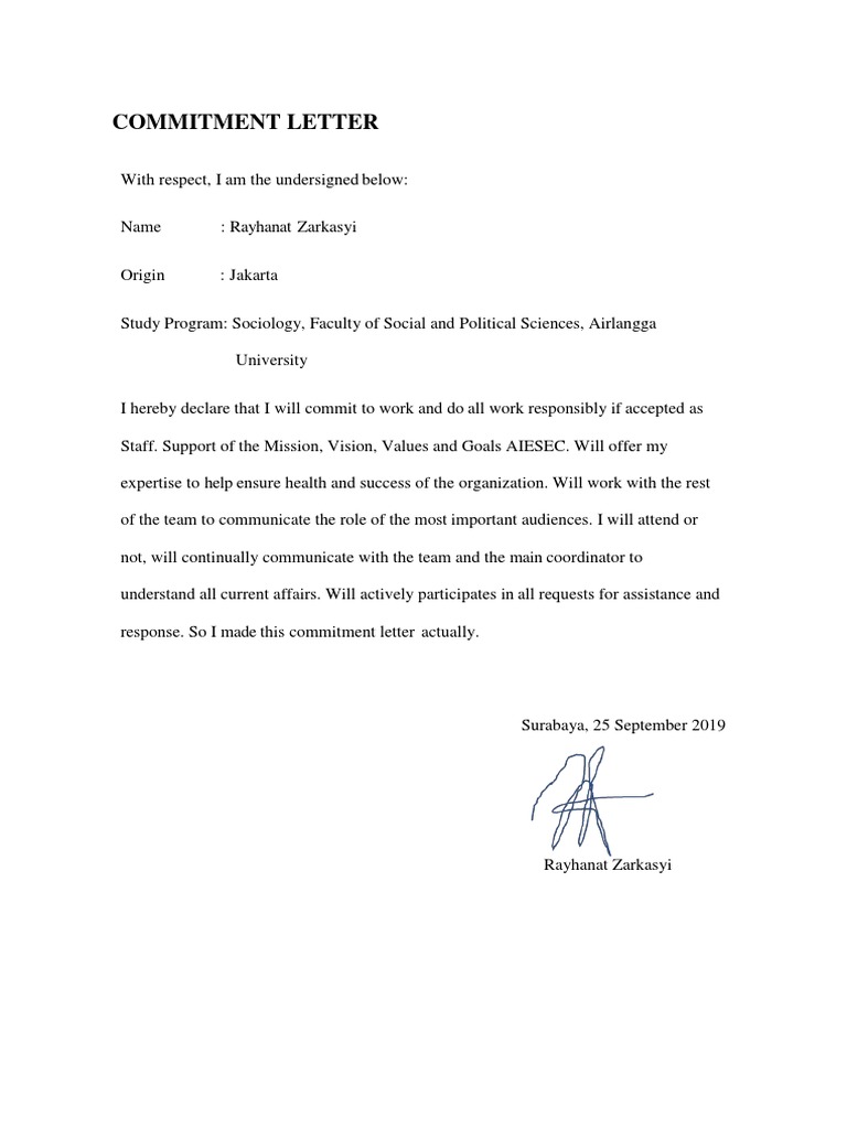 New Commitment Letter | PDF | Wellness