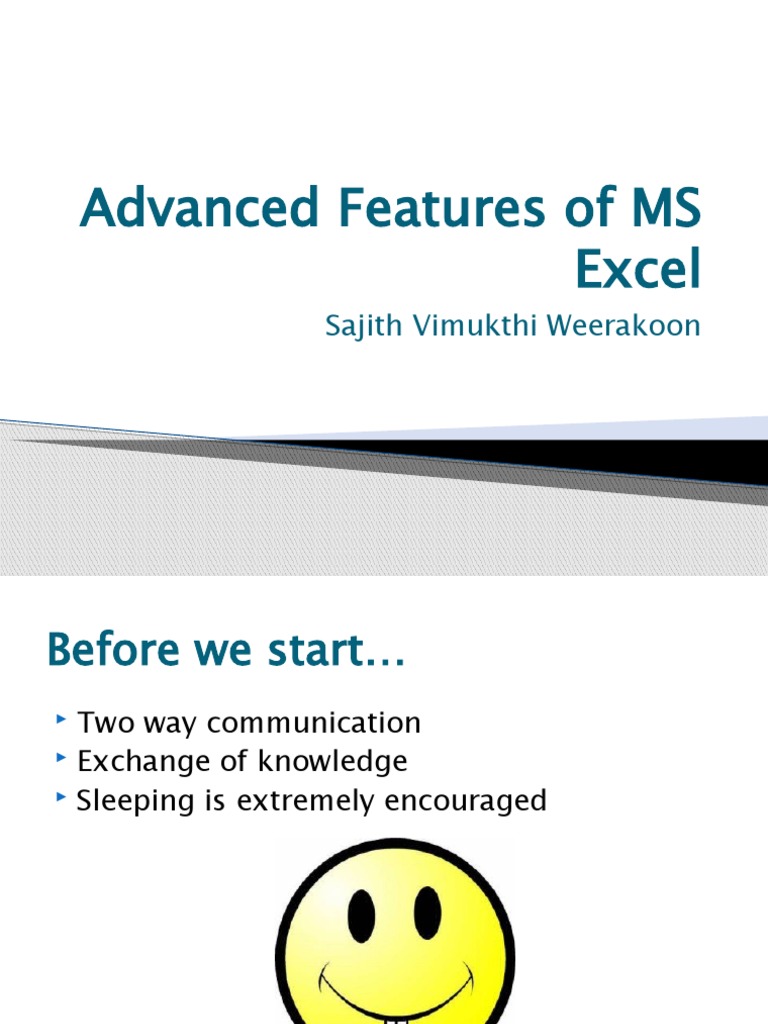 Advanced Features of MS Excel: Sajith Vimukthi Weerakoon | PDF | Microsoft Excel | Macro ...