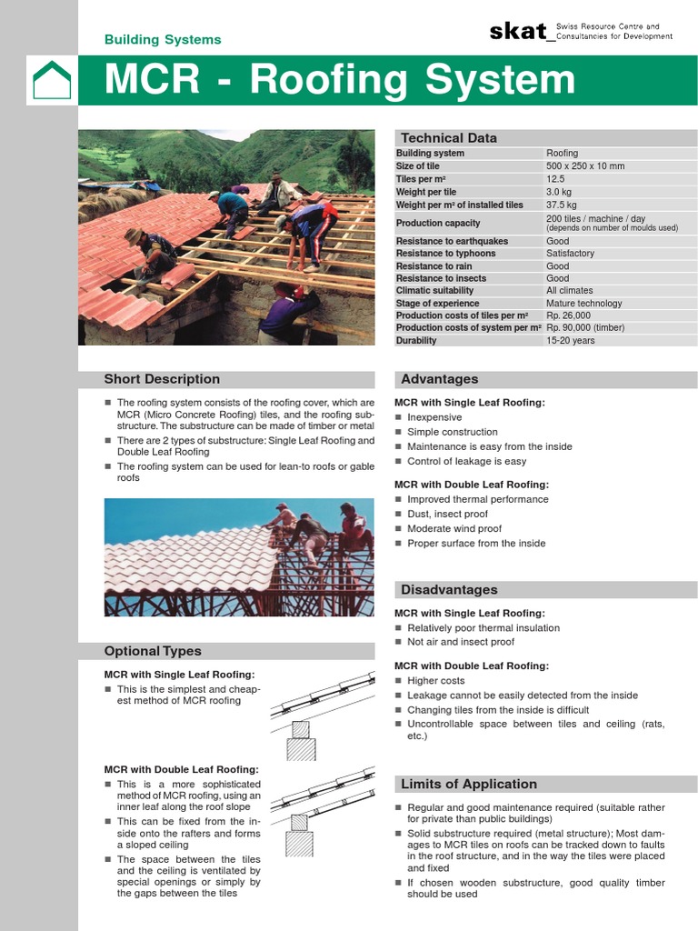 MCR - Roofing System: Technical Data | PDF | Roof | Masonry