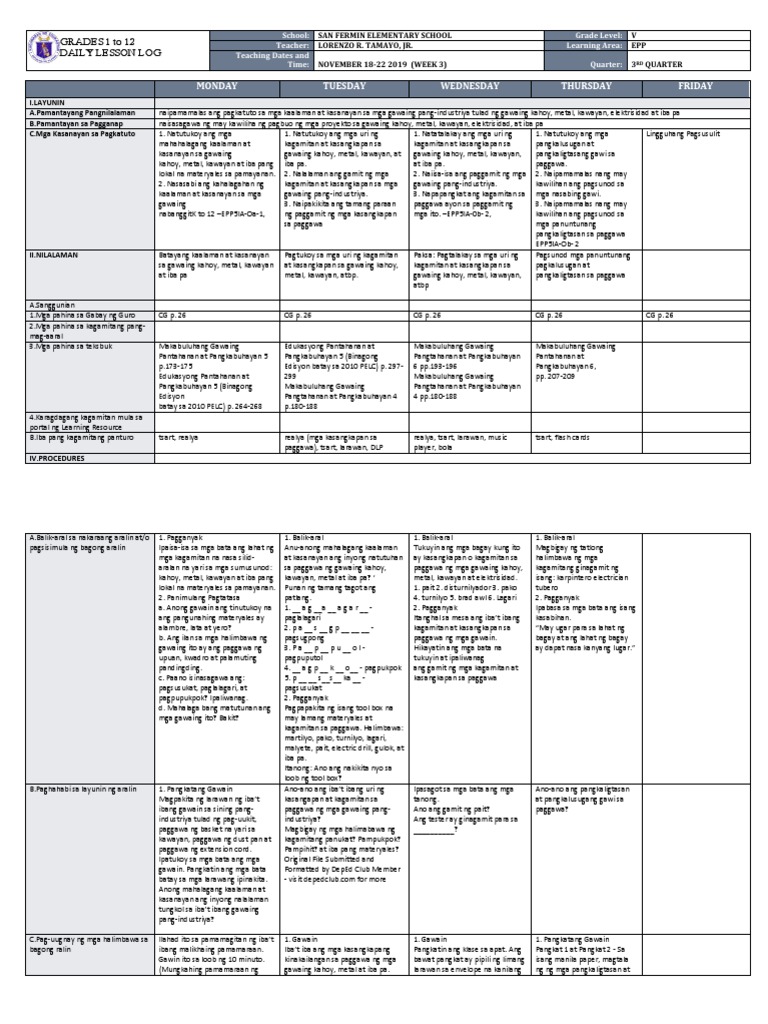 DLL Grade 5 Week 3 | PDF
