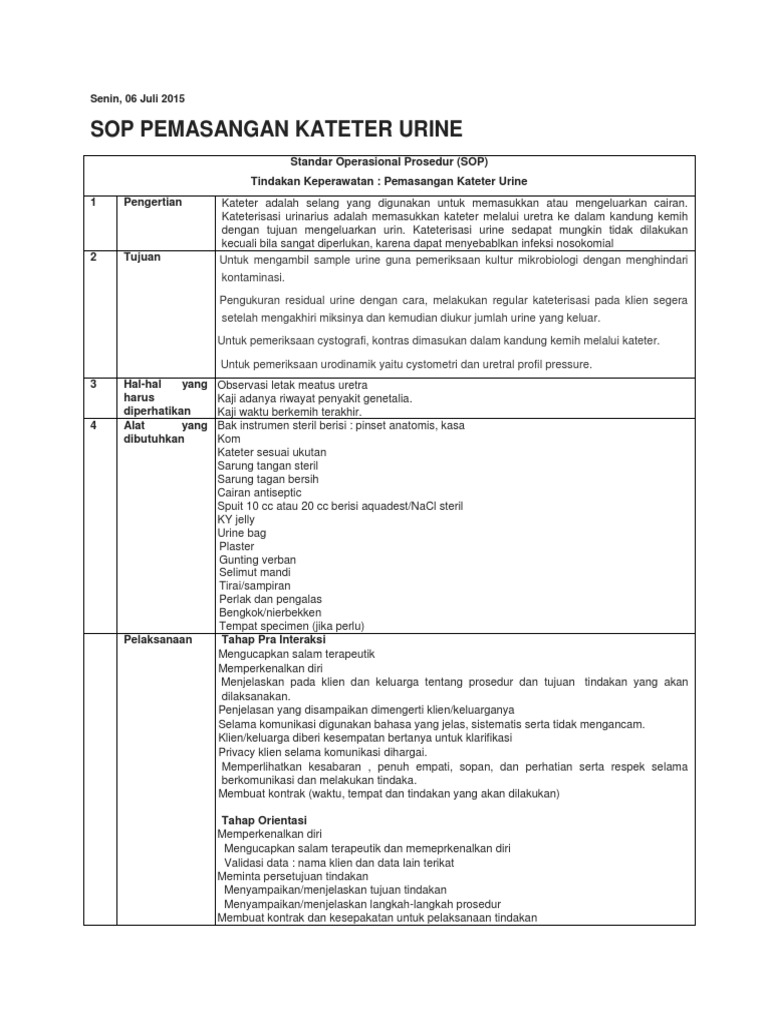 Sop Kateter Urin | PDF