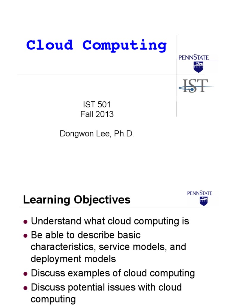 Cloud Computing: IST 501 Fall 2013 Dongwon Lee, PH.D | PDF | Platform ...