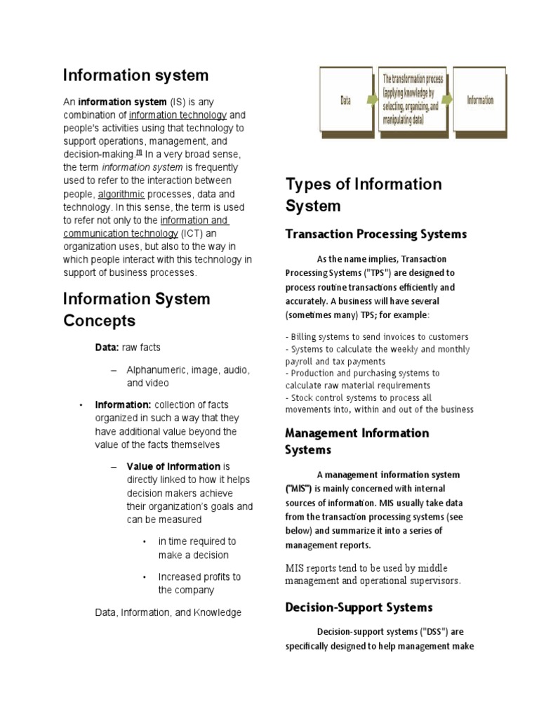 Information System: Transaction Processing Systems | PDF | Information System | System