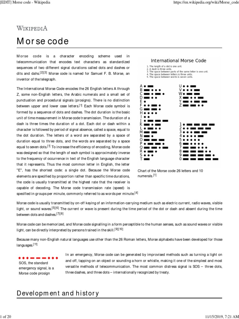 Little Bit of Morse Code History From Wikip | PDF | Telegraphy ...