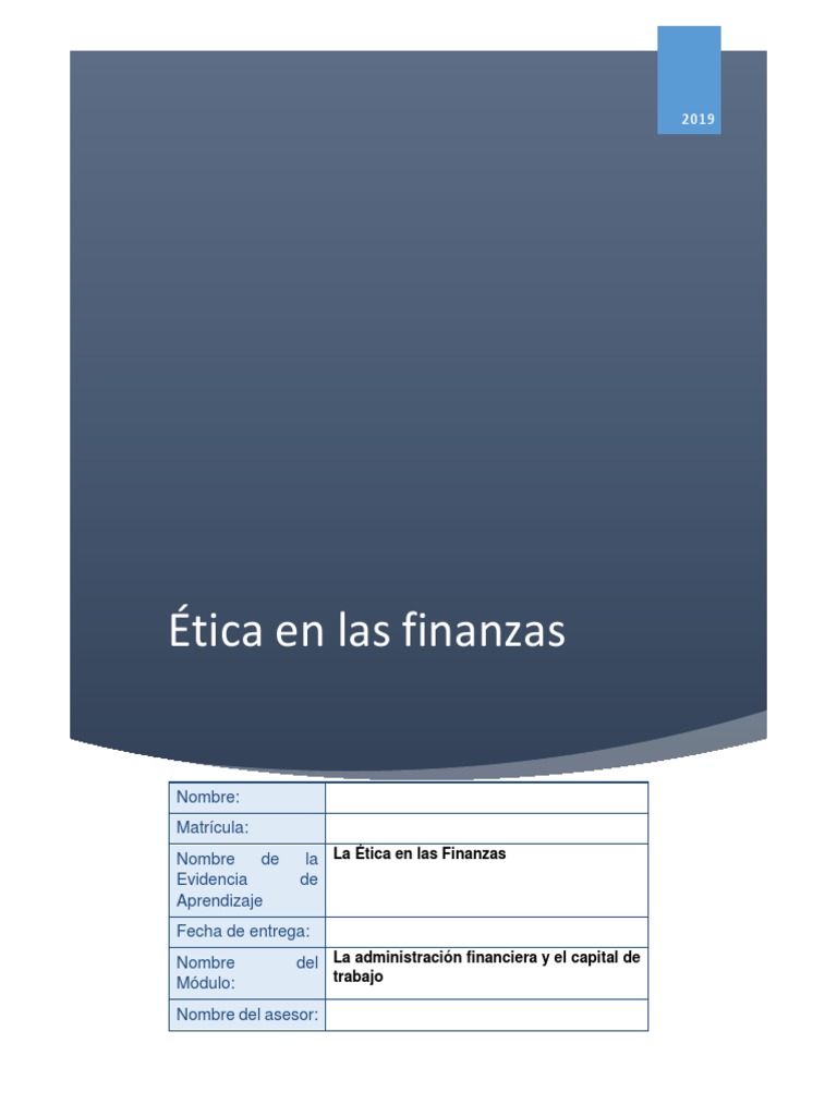 Ética Financiera: Principios y Retos | PDF | Sistema financiero | Bancos