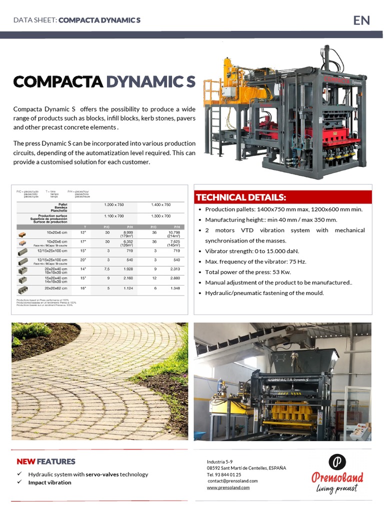Prensoland Compacta DYNAMIC Technical Datasheet 1 | PDF
