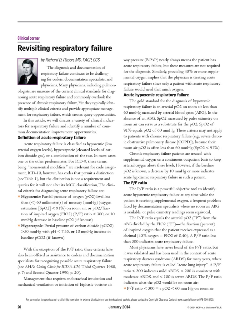 Revisiting Respiratory Failure: Clinical Corner | PDF | Respiratory ...