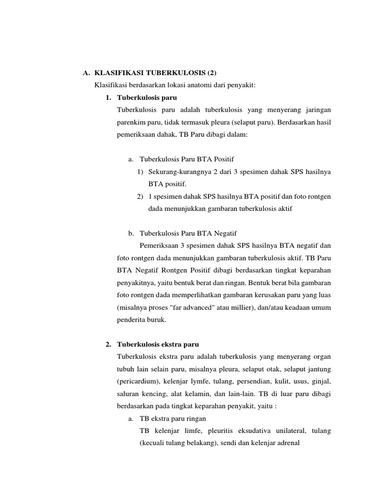 Klasifikasi Dan Gejala TBC | PDF
