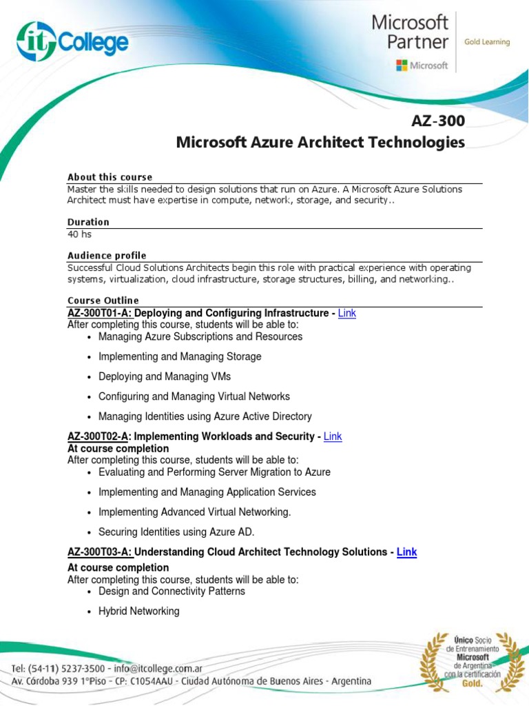 AZ-300: Microsoft Azure Architect Course | PDF | Microsoft Azure ...