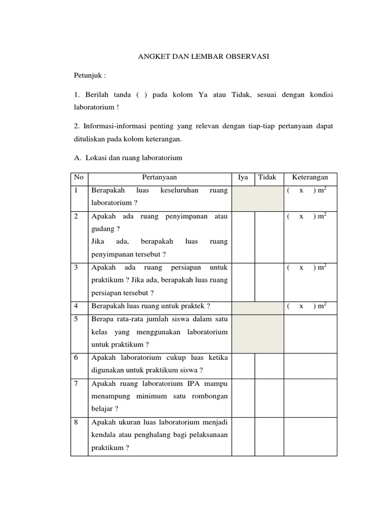 Angket Dan Lembar Observasi | PDF