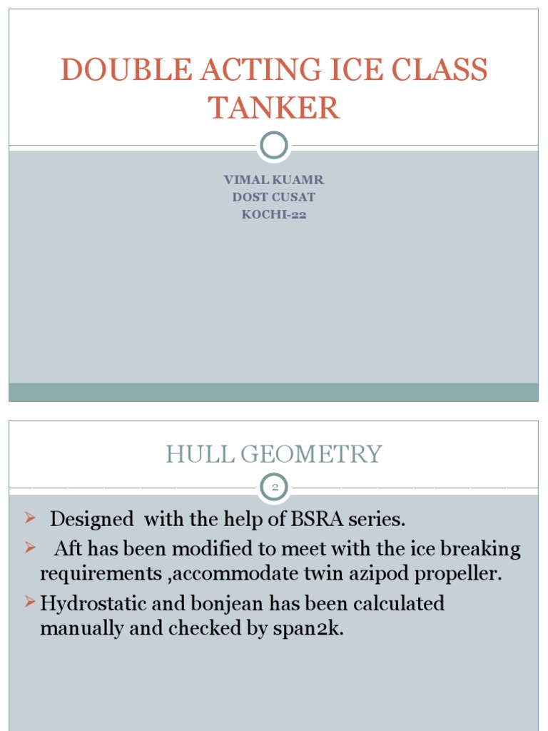 Double Acting Ice Class Tanker Design | PDF | Ships | Shipping