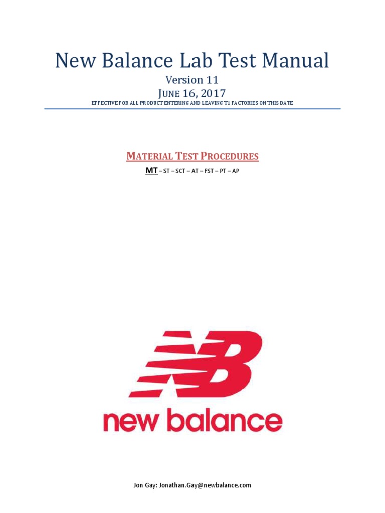New Balance Lab Test Manual Overview | PDF | Ultimate Tensile Strength ...