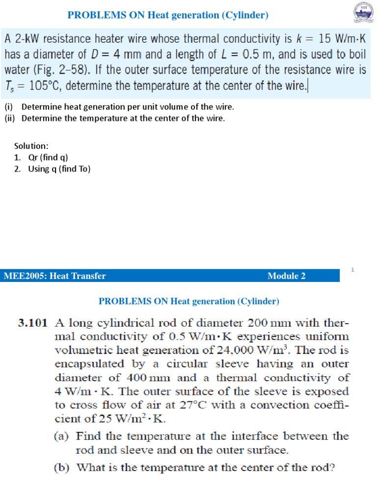 PROBLEMS ON Heat Generation (Cylinder) | PDF | Science & Mathematics
