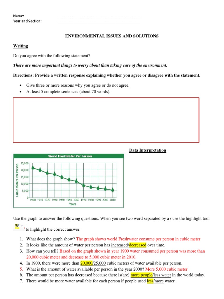 Environmental Issues and Solutions Writing | PDF | Causality ...