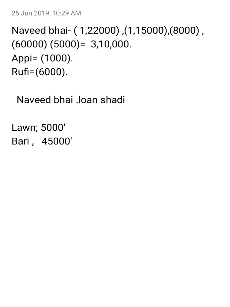 Naveed Bhai Loan Summary and Expenses | PDF
