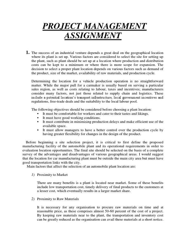 Project Management Assignment | PDF | Labour Economics | Transport
