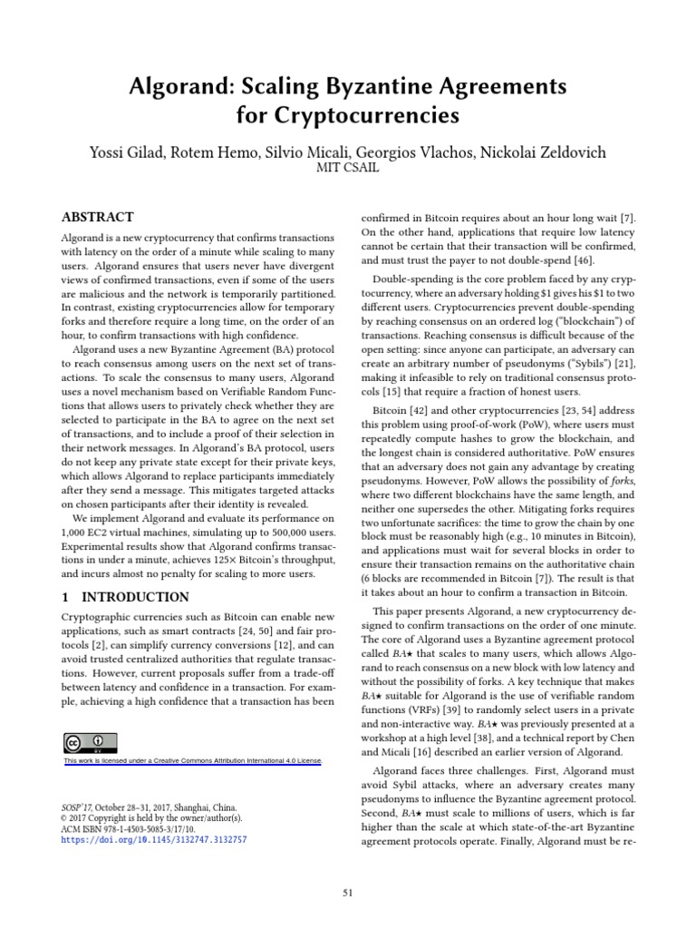 ALGORAND | PDF | Cryptocurrency | Bitcoin