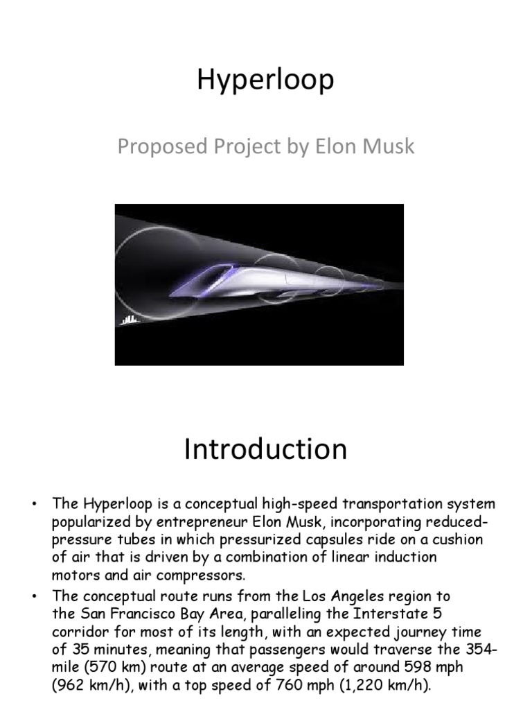 Hyperloop: Proposed Project by Elon Musk | PDF
