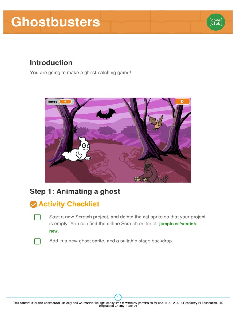 Ghostbusters: Activity Checklist | PDF | Scratch (Programming Language ...