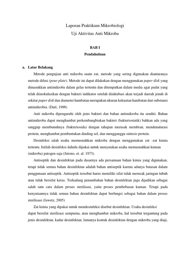 Laporan Uji Aktivitas Mikroba | PDF