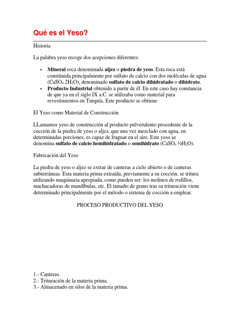 Qué Es El Yeso?: Mineral Roca Denominada Aljez o Piedra de Yeso. Esta ...