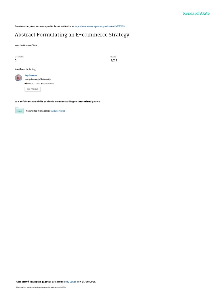 Abstract Formulating An E-Commerce Strategy PDF | PDF | E Commerce | Strategic Management