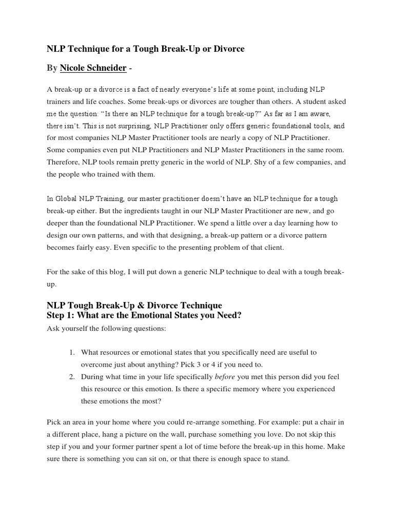 Nlp Technique For A Tough Break Download Free Pdf Neuro Linguistic