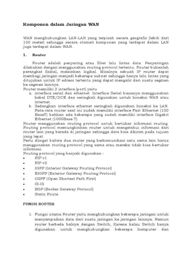 Komponen Dalam Jaringan WAN | PDF