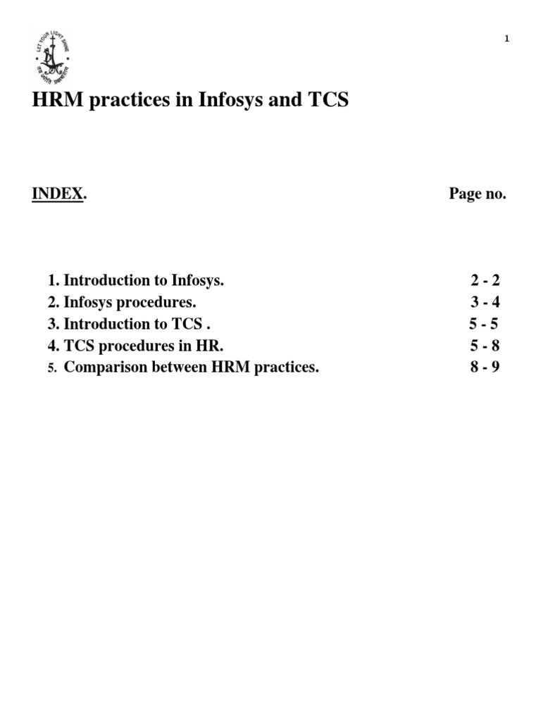 HRM Practices in Infosys and TCS | PDF | Human Resource Management ...