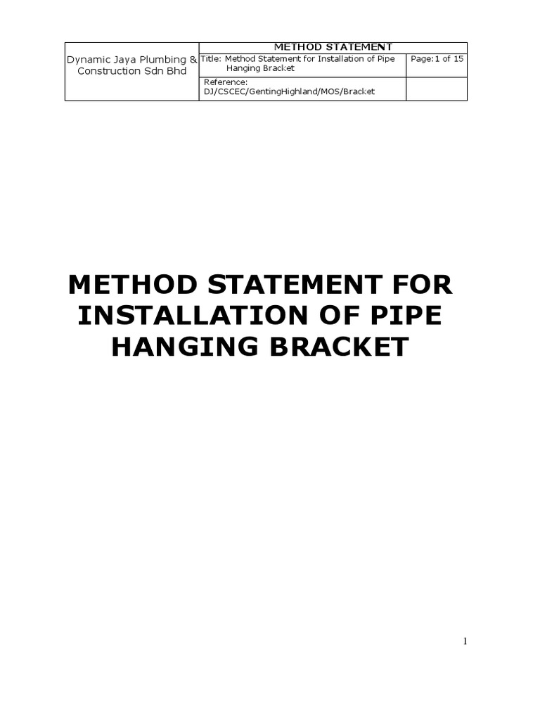 Method Of Statement Hanging Bracket Pdf Plumbing Pipe Fluid