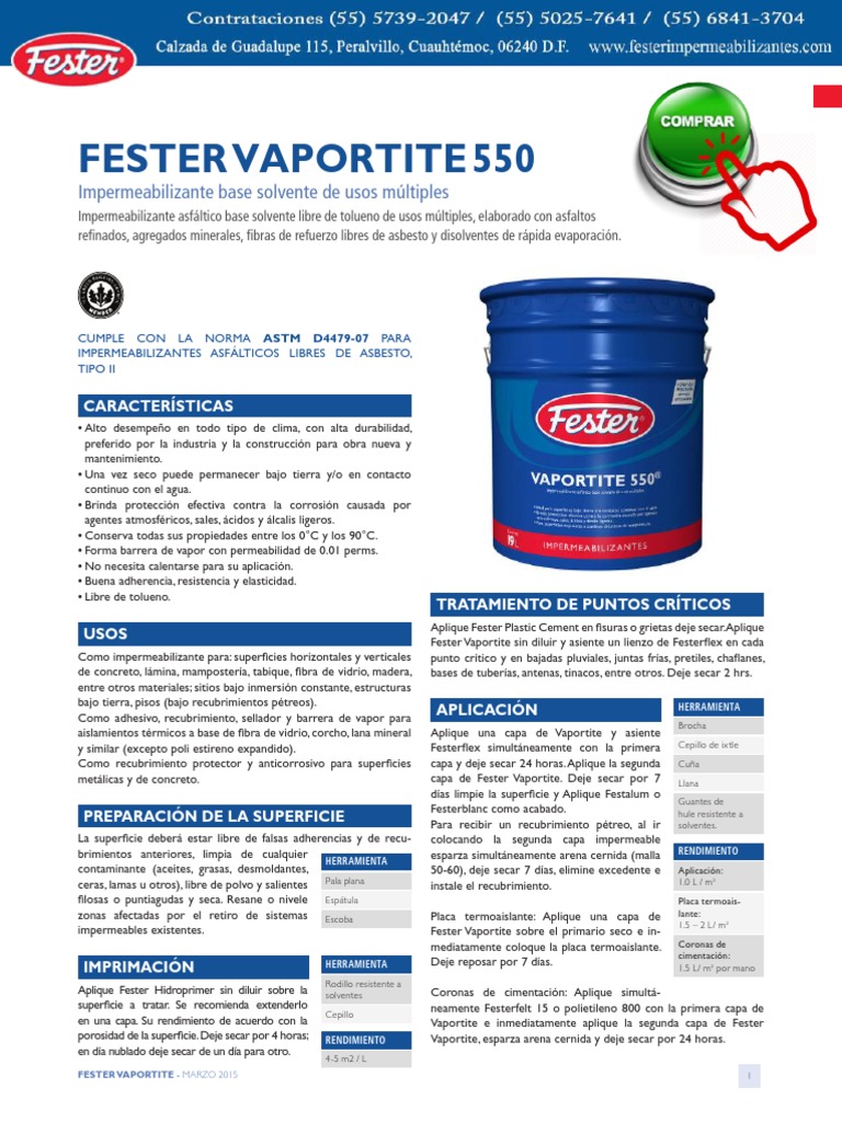 Ficha Tecnica Fester Vaportite 550 | Hormigón | Materiales