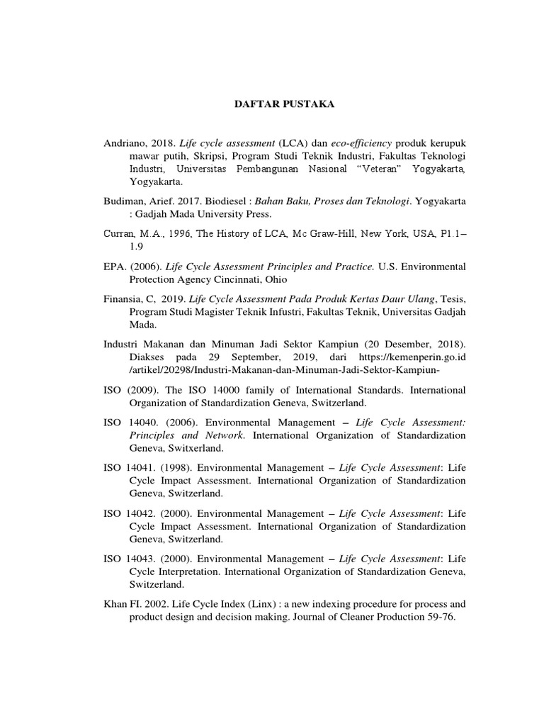 Penulisan Daftar Pustaka Yang Benar | PDF | Life Cycle Assessment ...