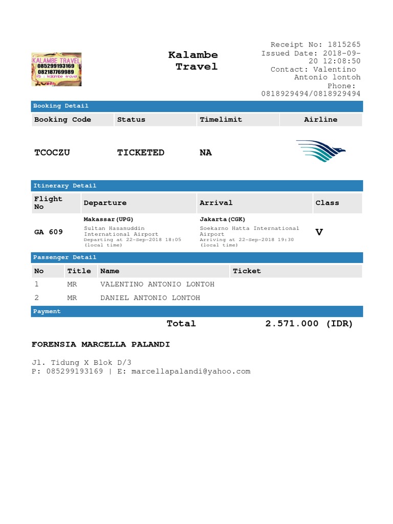 Contoh Tiket | PDF