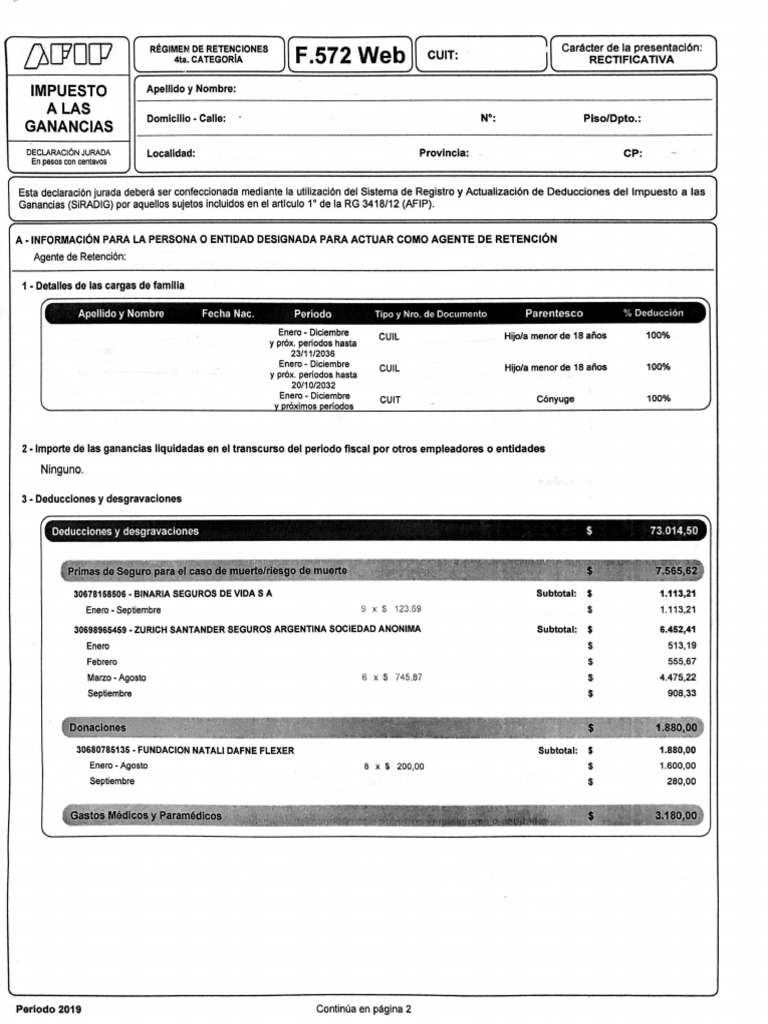 F 572 Modelo Ejemplo PDF | PDF