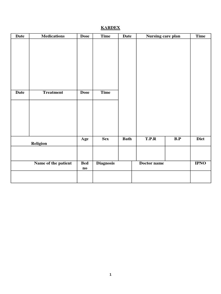 History Collection and Physical Examination Kardex Nurses Notes | PDF ...