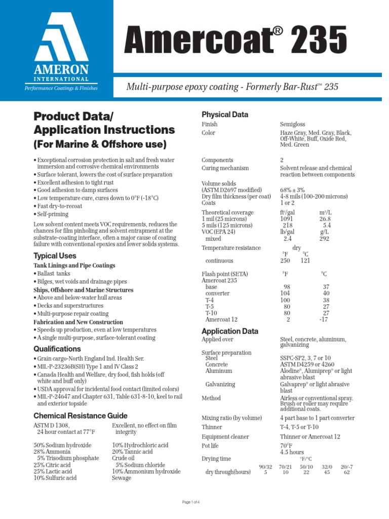 Amercoat-235-Data Sheet PDF | PDF | Rust | Epoxy