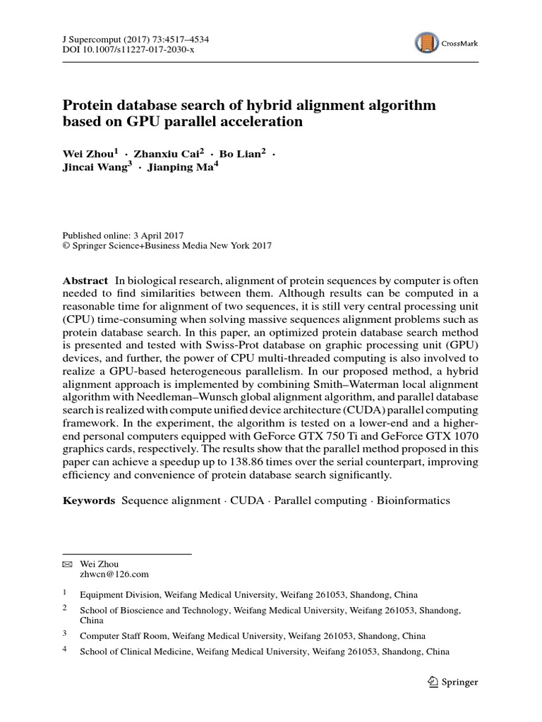 Article Protein Database Search of HybridA | PDF | Sequence Alignment | Parallel Computing