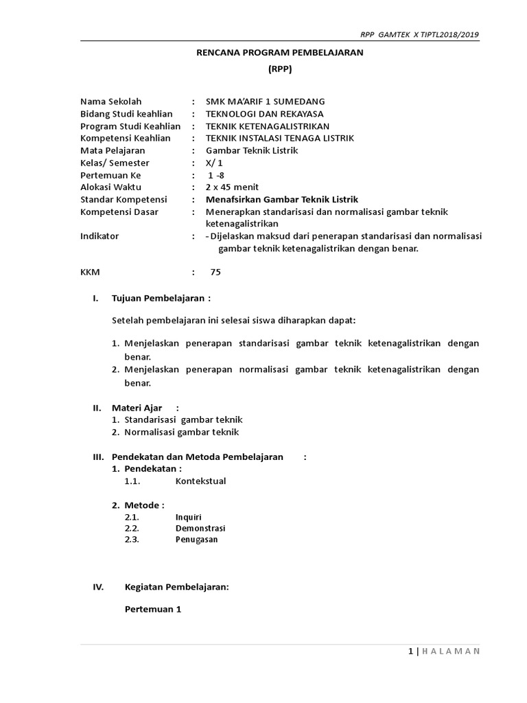 RPP Gambar Teknik Revisi | PDF