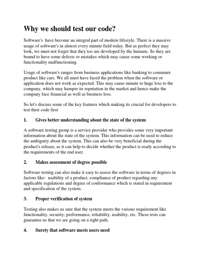 Why We Should Test Our Code | PDF | Software Testing | Computing
