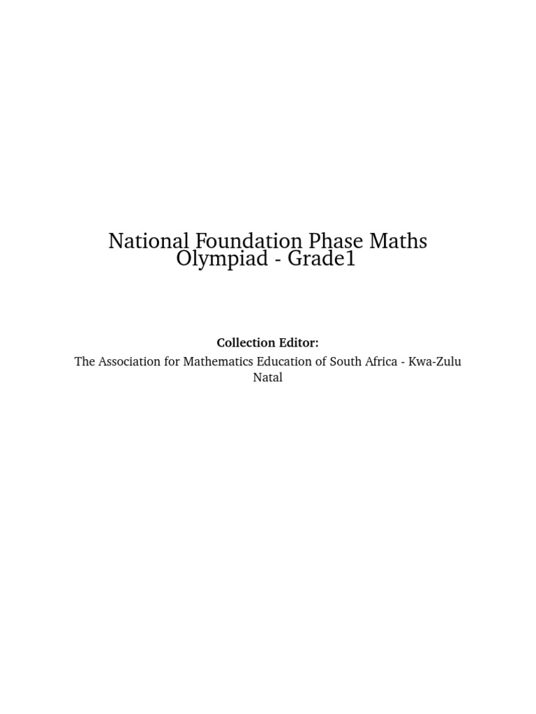 National Foundation Phase Maths Olympiad Grade 1 | PDF | Multiple ...